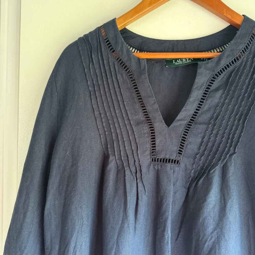 Lauren Ralph Lauren | Tops | Lauren Ralph Lauren Navy Blue 0 Linen ...